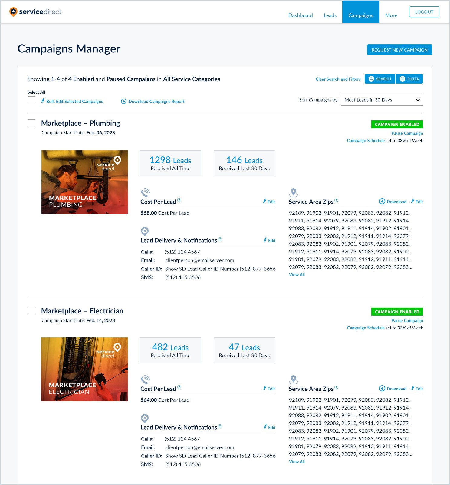 Using the Campaigns Manager